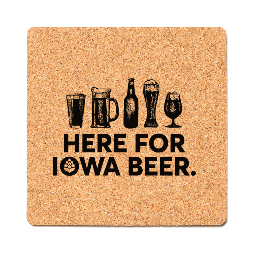 Here For Iowa Beer Coaster – Raygun Custom